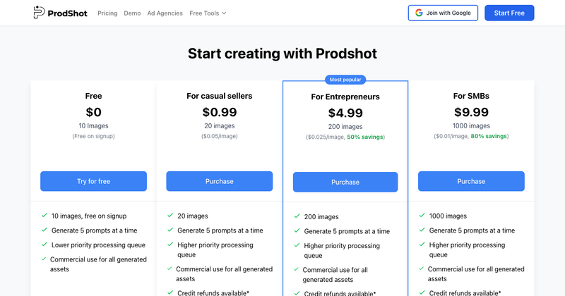 Pricing | ProdShot
